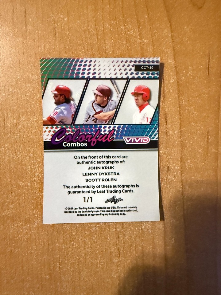 2024 Leaf Vivid - John Kruk / Lenny Dykstra / Scott Rolen - Triple Auto ...