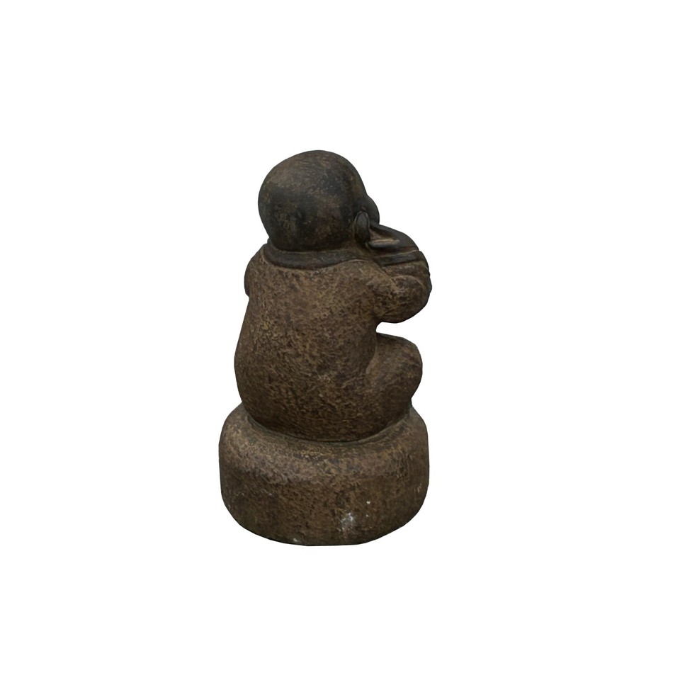 Oriental Gray Stone Little Lohon Monk Covering Ears Statue ws3627 | eBay