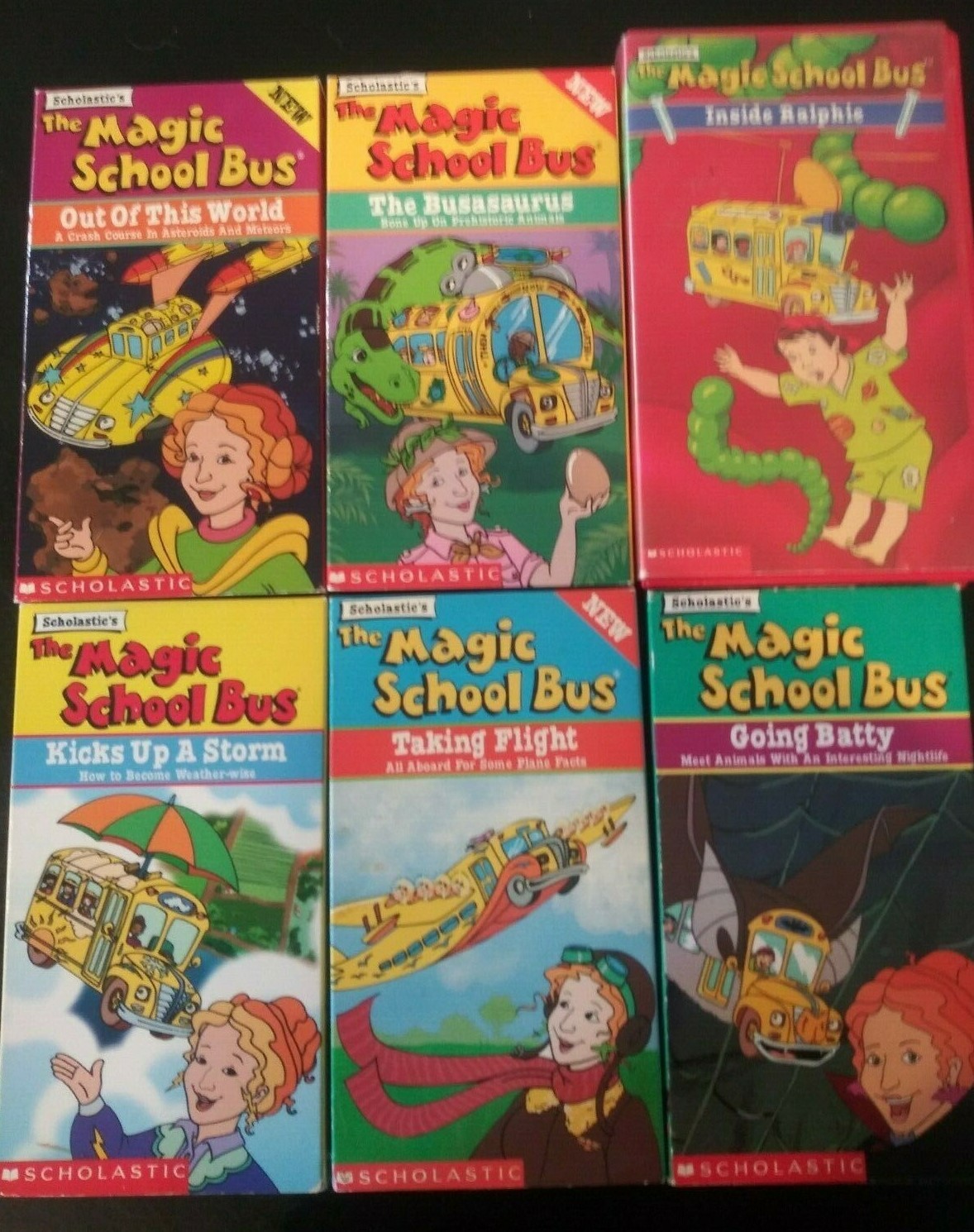 MAGIC SCHOOL BUS VHS SCHOLASTIC lot of 6 Storm World Flight Batty ...
