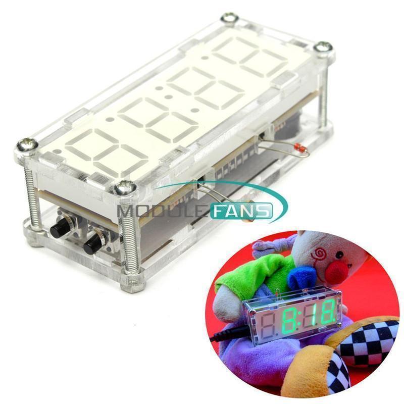 4-Digit LED Digital Electronic Clock DIY Kit Light Control Case Red ...