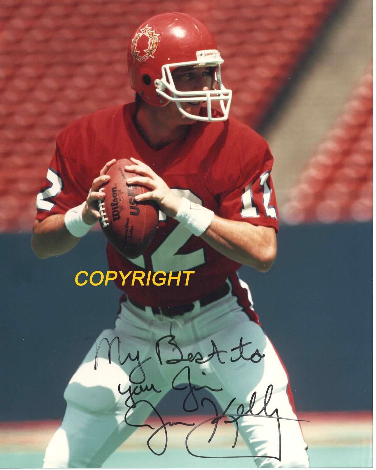 RARE: JIM KELLY AUTOGRAPHED - NJ GENERALS 8x10 Type 1 photo 11.22a | eBay