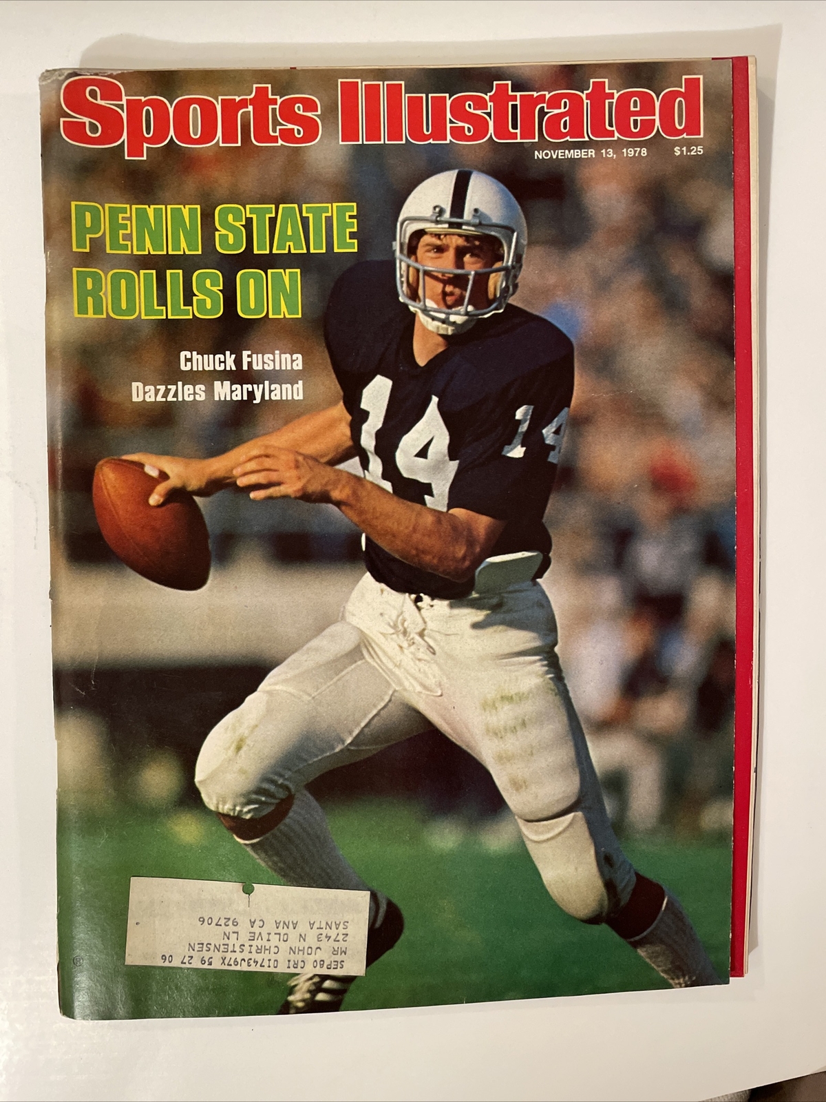Sports Illustrated Football CHUCK FUSINA Penn State Nov 13 1978 | eBay