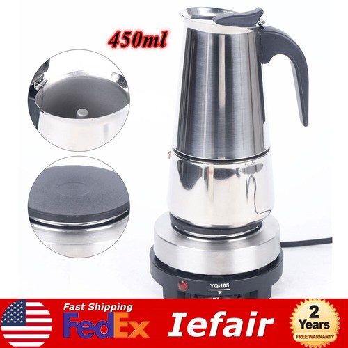 Electric Stovetop Espresso Maker Greca Coffee Maker Moka Pot Stainless ...