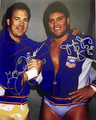 AWA Jumping Jim Brunzell & Greg Gagne "The High Flyers" Auto. Color 8x10 W/COA | eBay