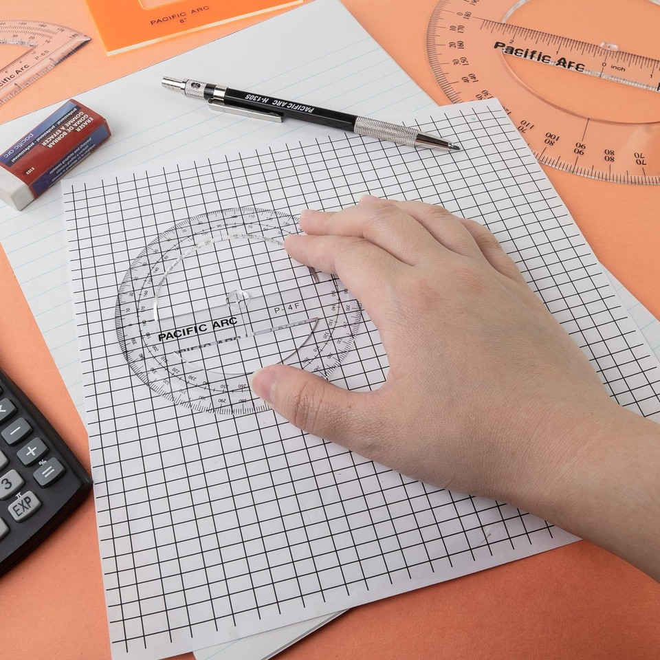 4 Inch 360 Degree Plastic Circular Protractor for Geometry Drafting ...