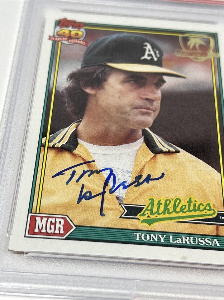 1991 Topps Desert Shield Tony LaRussa Athletics Signed Auto Card #171 ...
