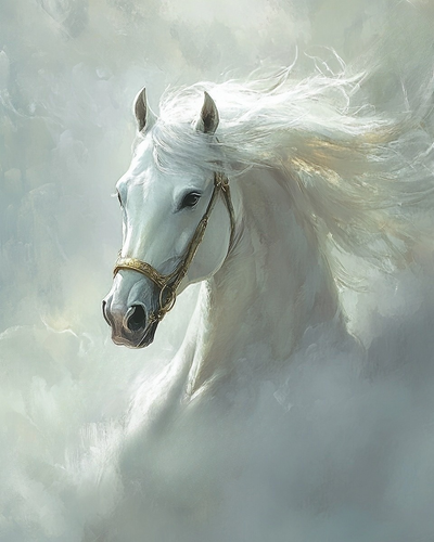 5D Diamond Painting White Stallion Flying Mane Kit | eBay