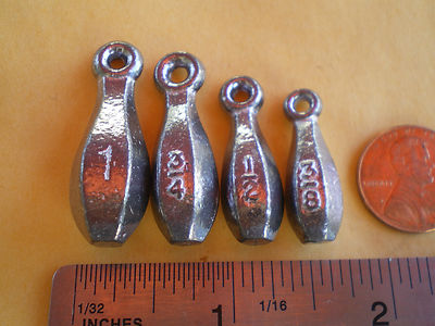 160 PCS. BANK SINKERS 1, 3/4, 1/2, 3/8 OZ. 40 EACH SIZE, G/QUALITY F/DO ...
