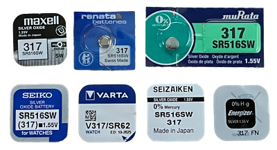 317 SR516SW SR62 Silver Oxide Watch Battery 1.55v [Multi-Brand Showcase ...