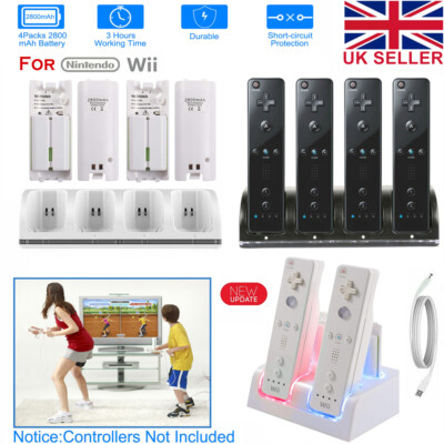 For Wii /Wii U Remote Controller Battery Pack Rechargeable &Charger ...