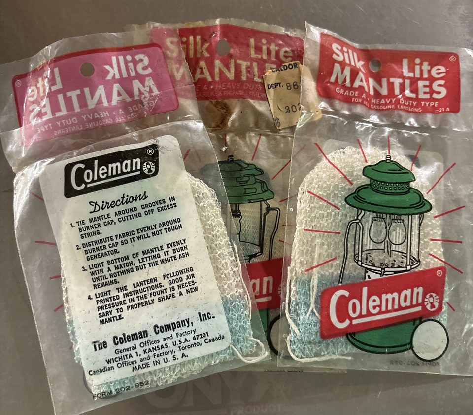 Vintage NOS Set Of 3 Coleman 21A Silk Lite Gas Lantern Mantles 2 Per ...