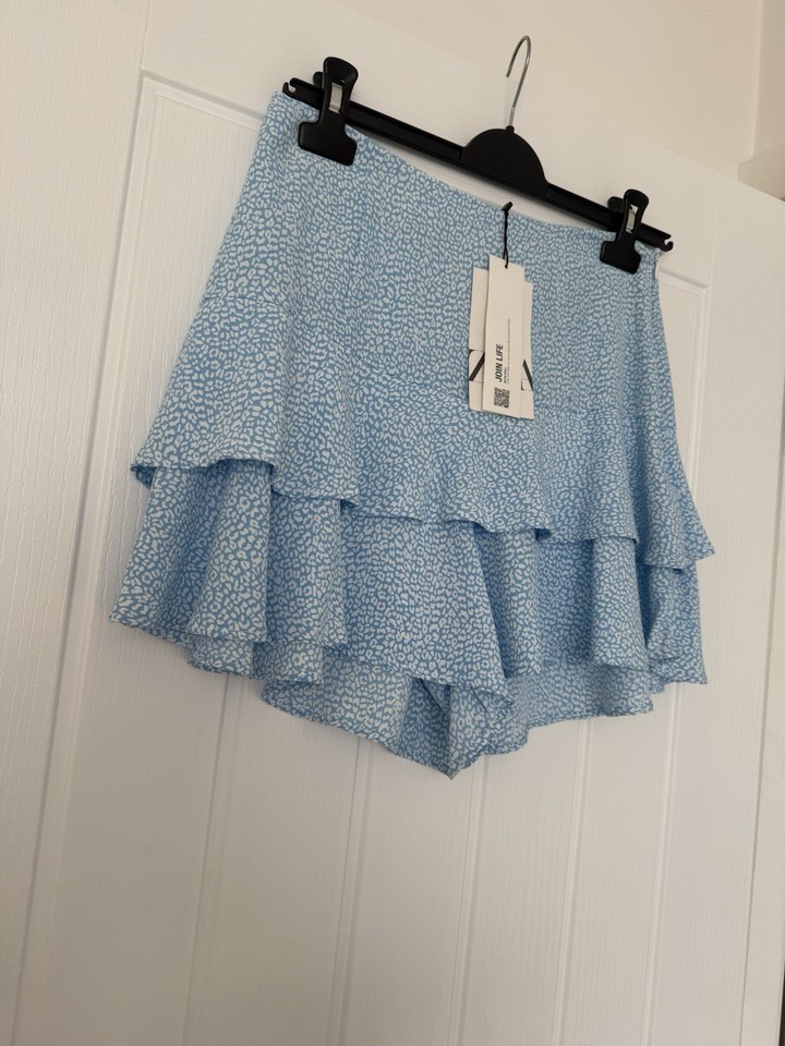 Zara Blue And White Leopard Print Skort Size Medium BNWT | eBay UK