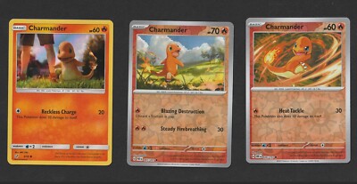 Charmander Pokemon Card Collection Set of 3 Reverse Holo & Holo Cute ...