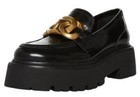 Steve Madden Rover Black Leather Slip On Chunky Platform Chain Detailed ...