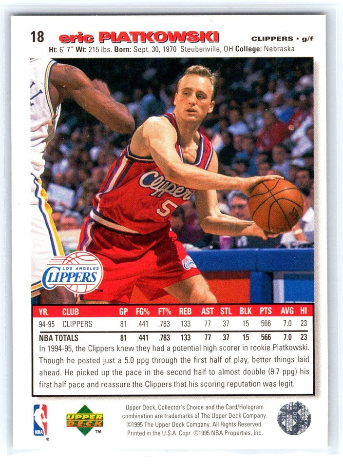 Eric Piatkowski 1995-96 Collector's Choice #18 Player's Club | eBay