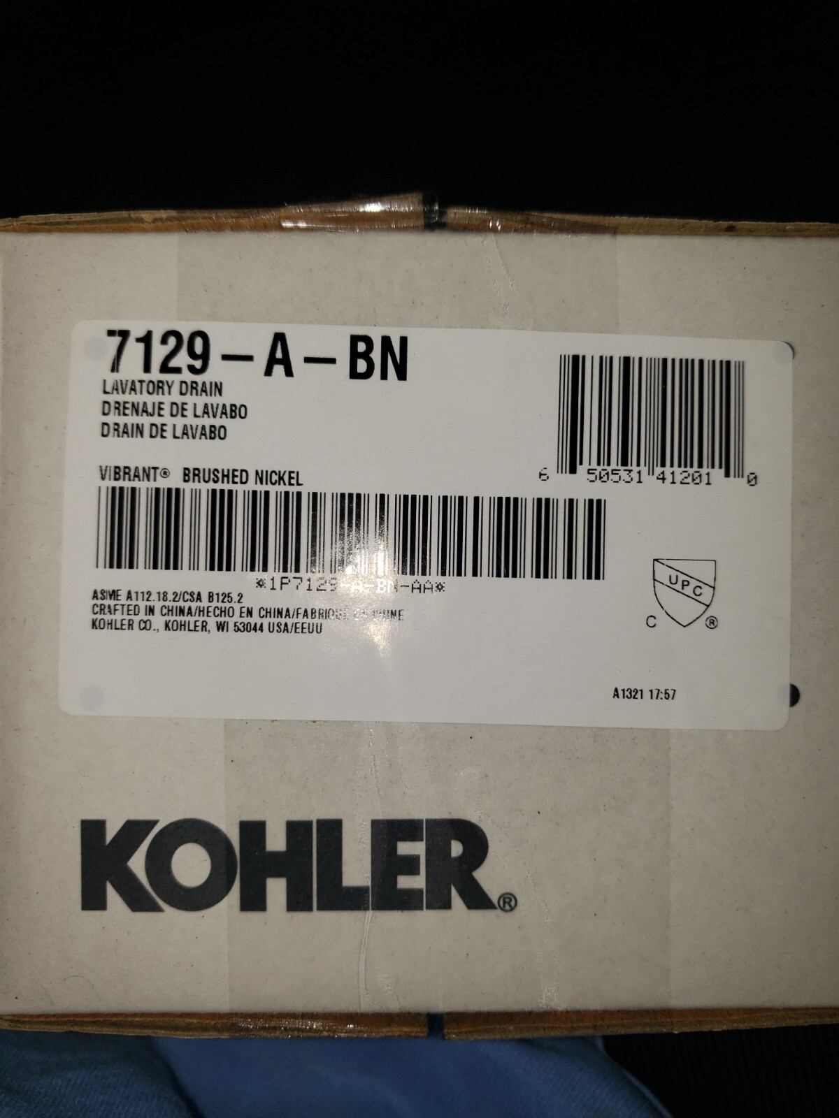 Kohler K 7129 a BN Bathroom Sink Grid Drain With Overflow Brushed ...