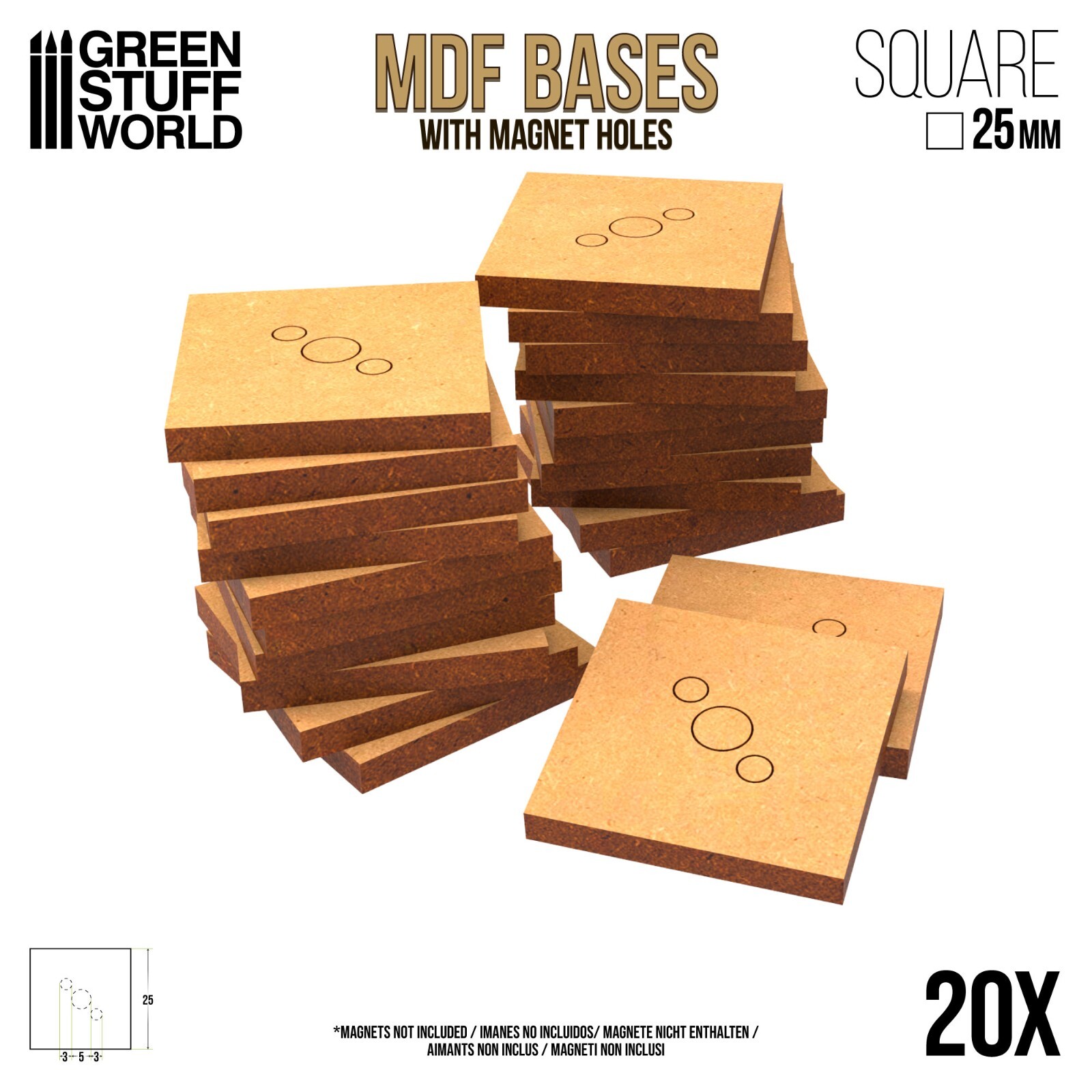 20x MDF Bases - Square 25mm - Thickness 3mm Basing Laser Cut Wargames ...