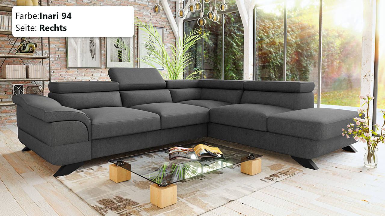 Eckcouch Lagos mit Bettkasten mit Schlaffunktion Modernes Ecksofa Lagos Sofa M24 | eBay.de