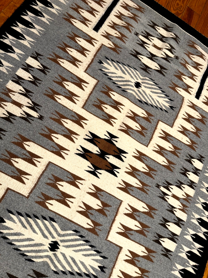 OUTSTANDING &LARGE NAVAJO STORM PATTERN RUG,FINE WEAVE,HANDSPUN, 20TH C ...