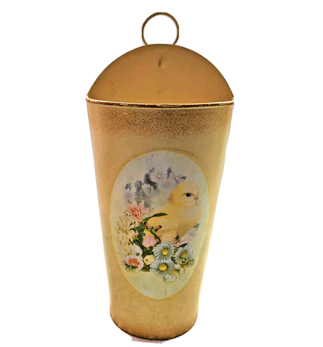 Easter Spring Decor Chick Yellow wall hanging Metal pail 10.5" | eBay