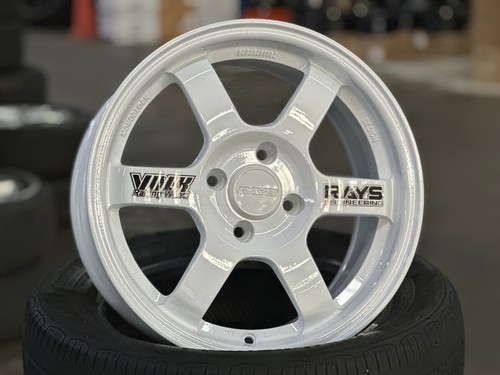 New 15x7 TE37 Design (4 Wheel) 4x100 FIT Honda Toyota Mazda Kia White ...