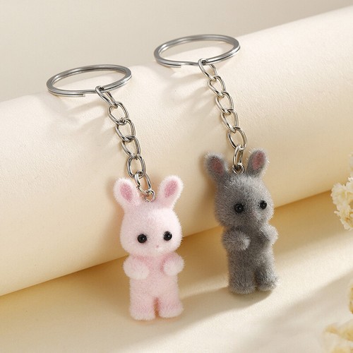 3D Cartoon Flocking Rabbit Keychain Women Men Car Key Backpack Decoration* | eBay