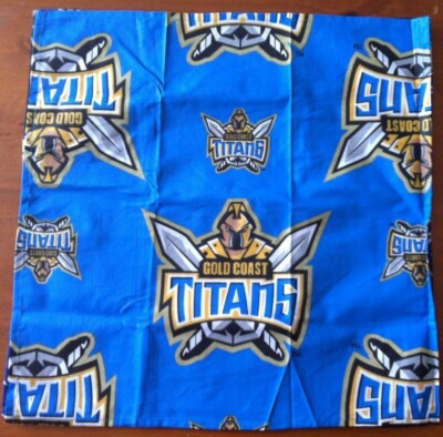 NRL GOLD COAST TITANS NAPKIN / FABRIC SQUARE x 2 ...40CM X 40 CM BRAND ...