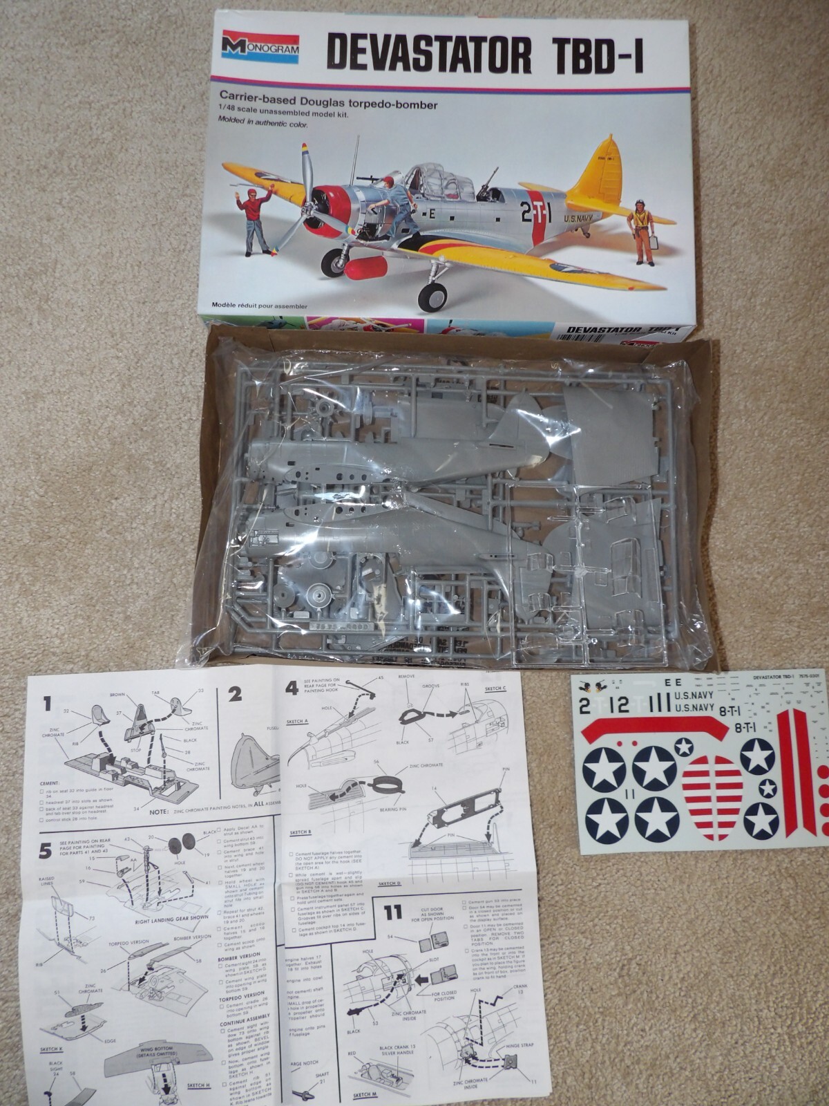 Monogram #7575 1:48 Scale Devastator TBD-1 Plastic Model Airplane Kit ...