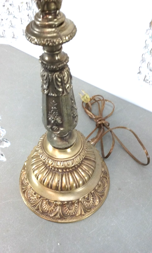 2 L&L Loevsky MCM Hollywood Regency Metal Table Lamps w 3 Swag Arms ...