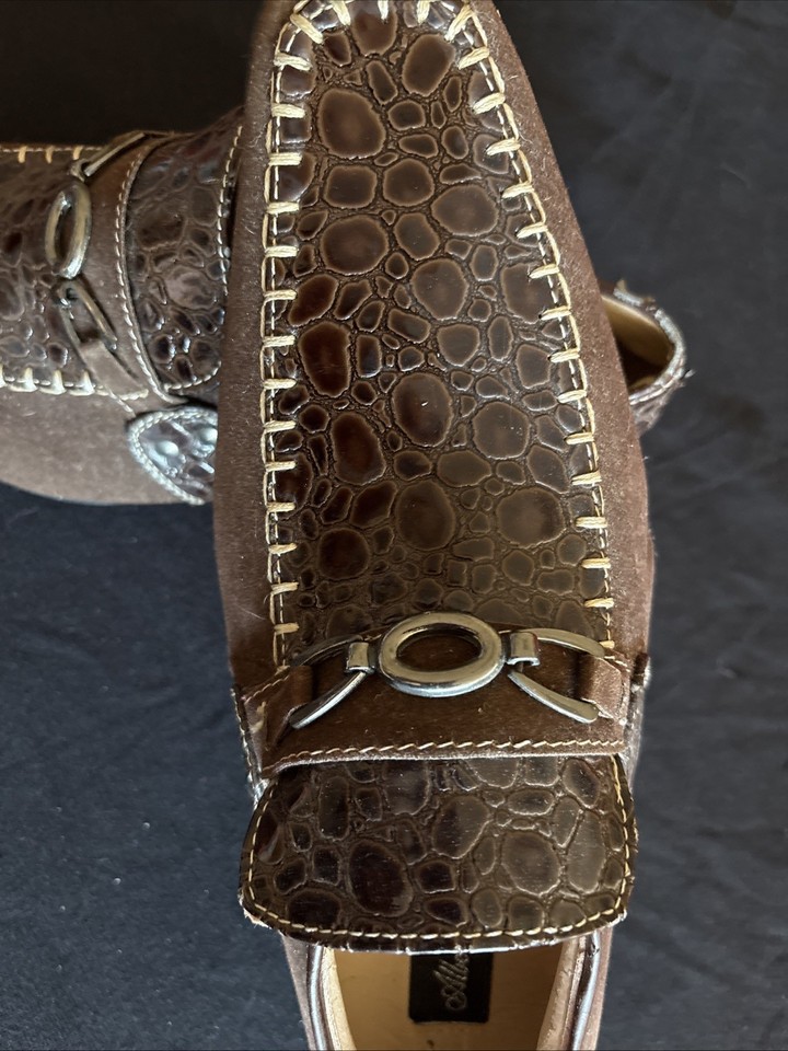 Alberto Fellini Men's Shoes, Size 9.5, Brown Suede Sides With Alligator ...
