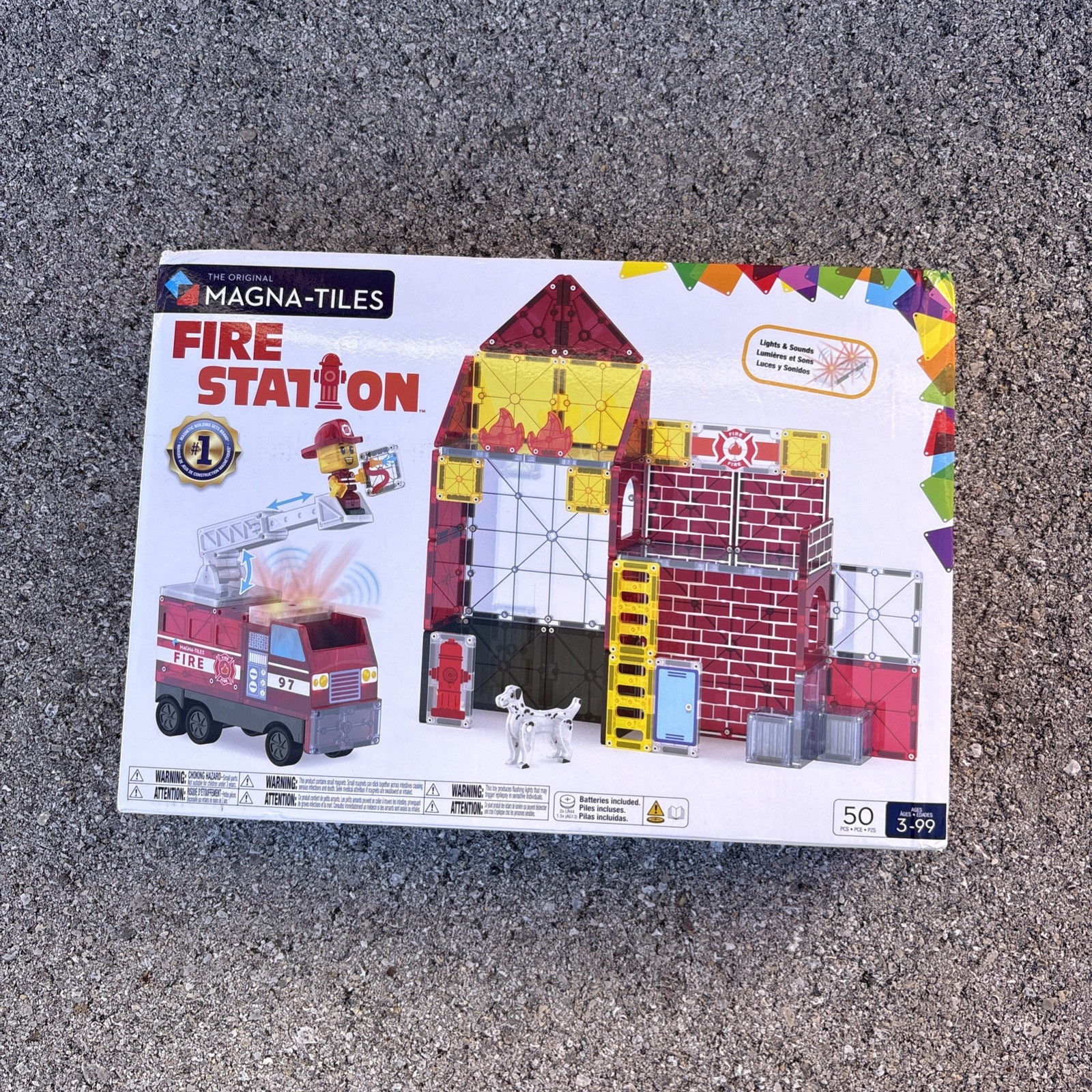 MAGNA-TILES Fire Station 50-Piece Magnetic Construction Set, The Or ...