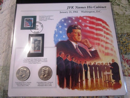 1996 JFK Half Dollars (P & D) Coin & Stamp Set - Postal Commemorative ...