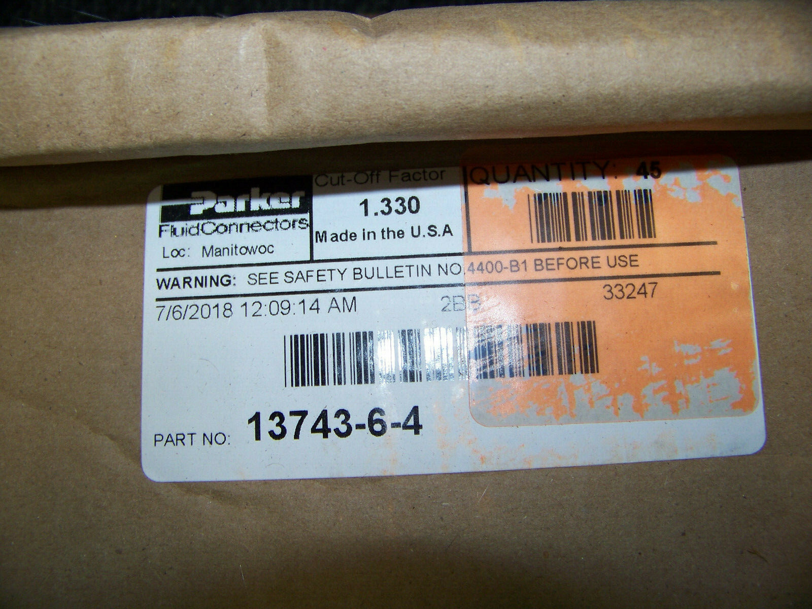 Parker Hydraulic Fitting (QTY 45) 13743-6-4 New | eBay
