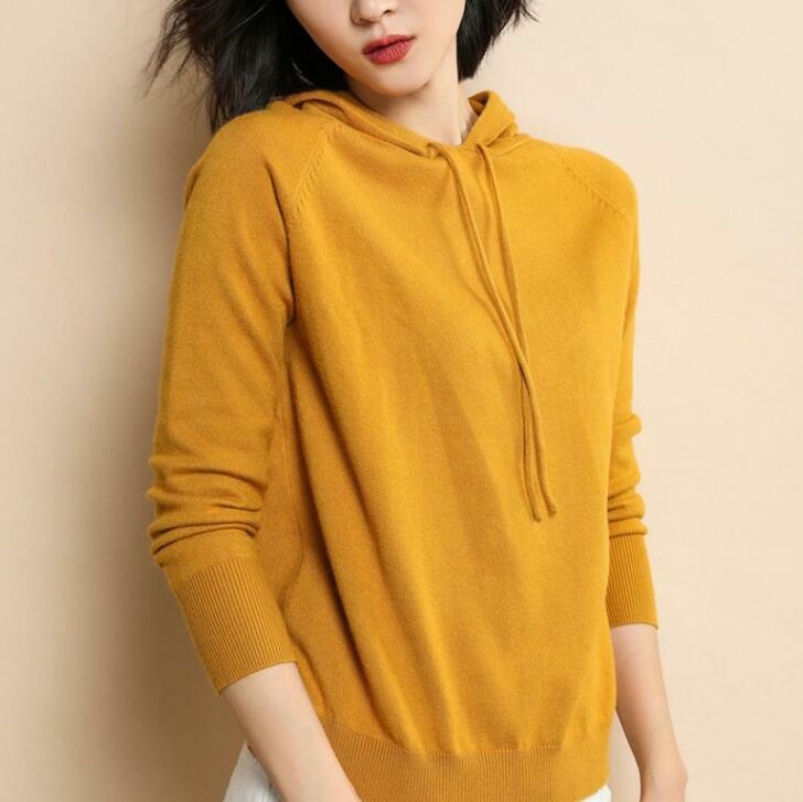 Autumn Womens Cashmere Knitted Pullover Hoodie Sweater Hooded Woolen ...