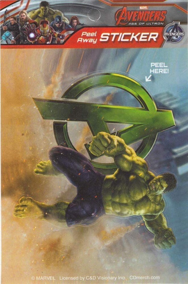 Marvel AVENGERS AGE OF ULTRON Peel Away Sticker - INCREDIBLE HULK | eBay