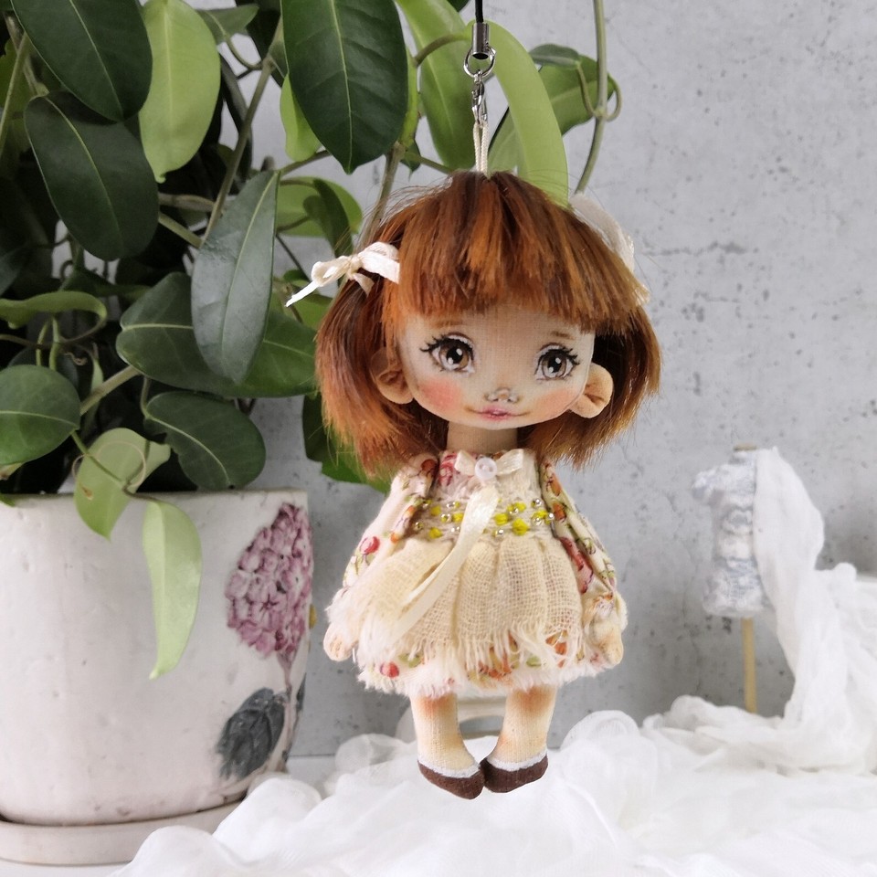 Small handmade textile art doll tiny rag toy decorative cloth doll | eBay