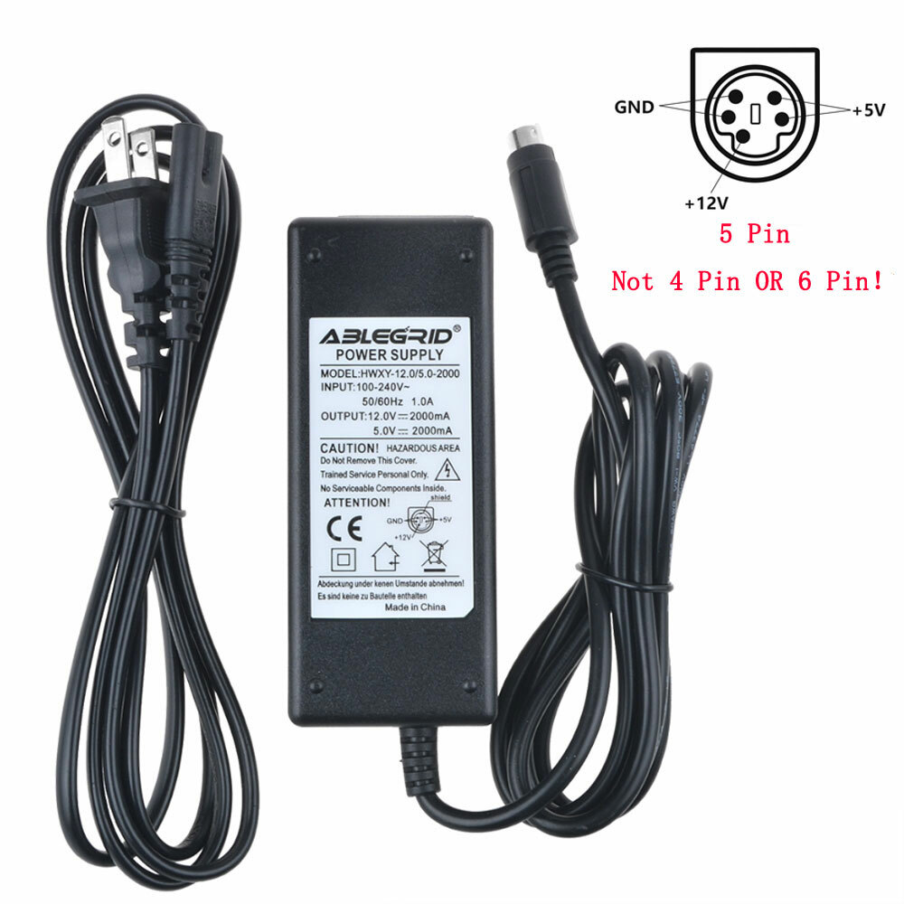 5V 12VDC 5Pin AC Power Adapter for DA-30C01 WD Elements WD5000E035-00 ...