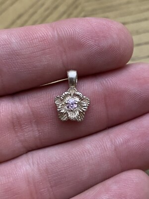 Vintage S. Fiori 925 Sterling Silver Pink CZ Flower Sliding Charm ...
