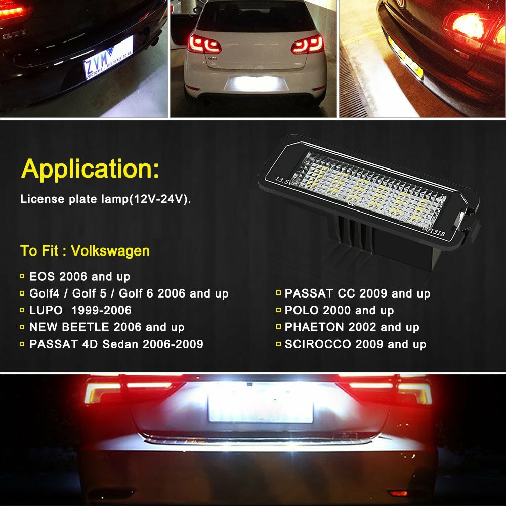 2x Canbus LED License Plate Light Bulb For VW GOLF MK 4 5 6 Passat B6 ...