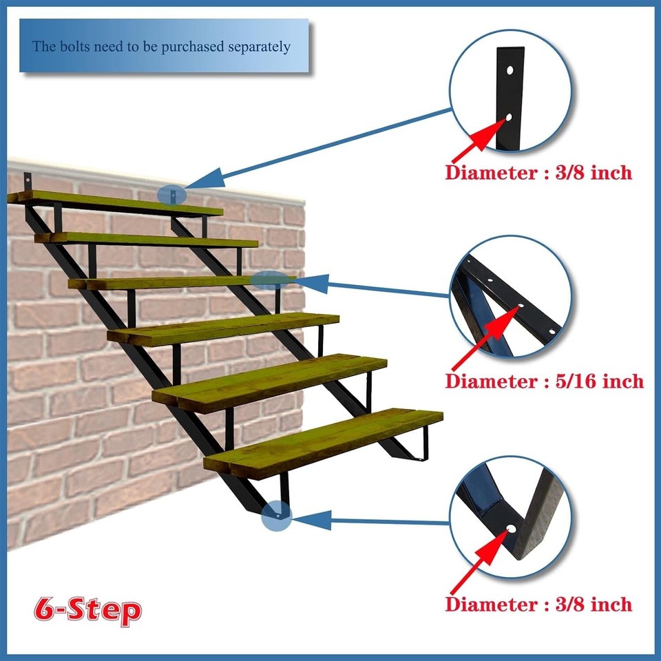 6 Step Steel Stair Step Riser Framing Stair Stringer for Deck Above ...