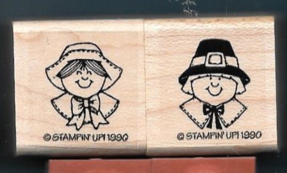 PILGRIMS QUAKERS Thanksgiving Small FALL Autumn Stampin' Up! NEW RUBBER ...