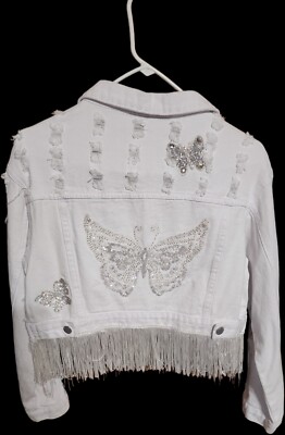 Custom Made Butterfly White Jean Jacket | eBay