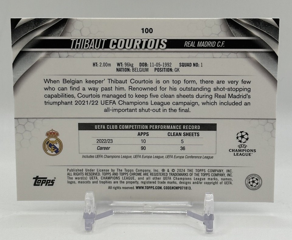 2023-24 Topps Chrome UEFA Thibaut Courtois Base #100 Real Madrid | eBay