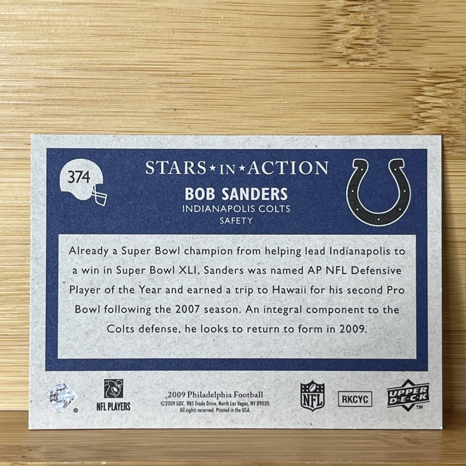 2009 Upper Deck Philadelphia - Stars in Action Bob Sanders #374 | eBay