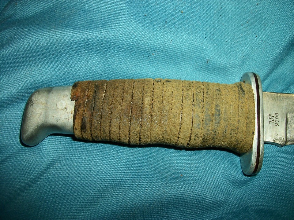 buck custom 120 fix blade knife and sheath | eBay