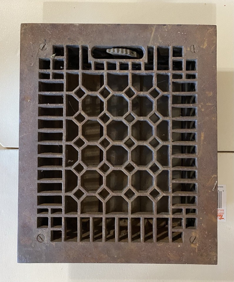 Antique Cast Iron Floor Heat Grate Register- octagon design- louvers ...