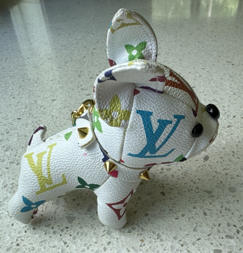 Fresh & Fun: White Louis Vuitton Dog Plush Key Chain w/ Multicolor LV ...