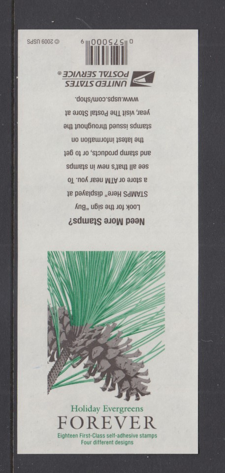 US #4485b Holiday Evergreens Complete ATM Booklet of 18 Mint Never ...