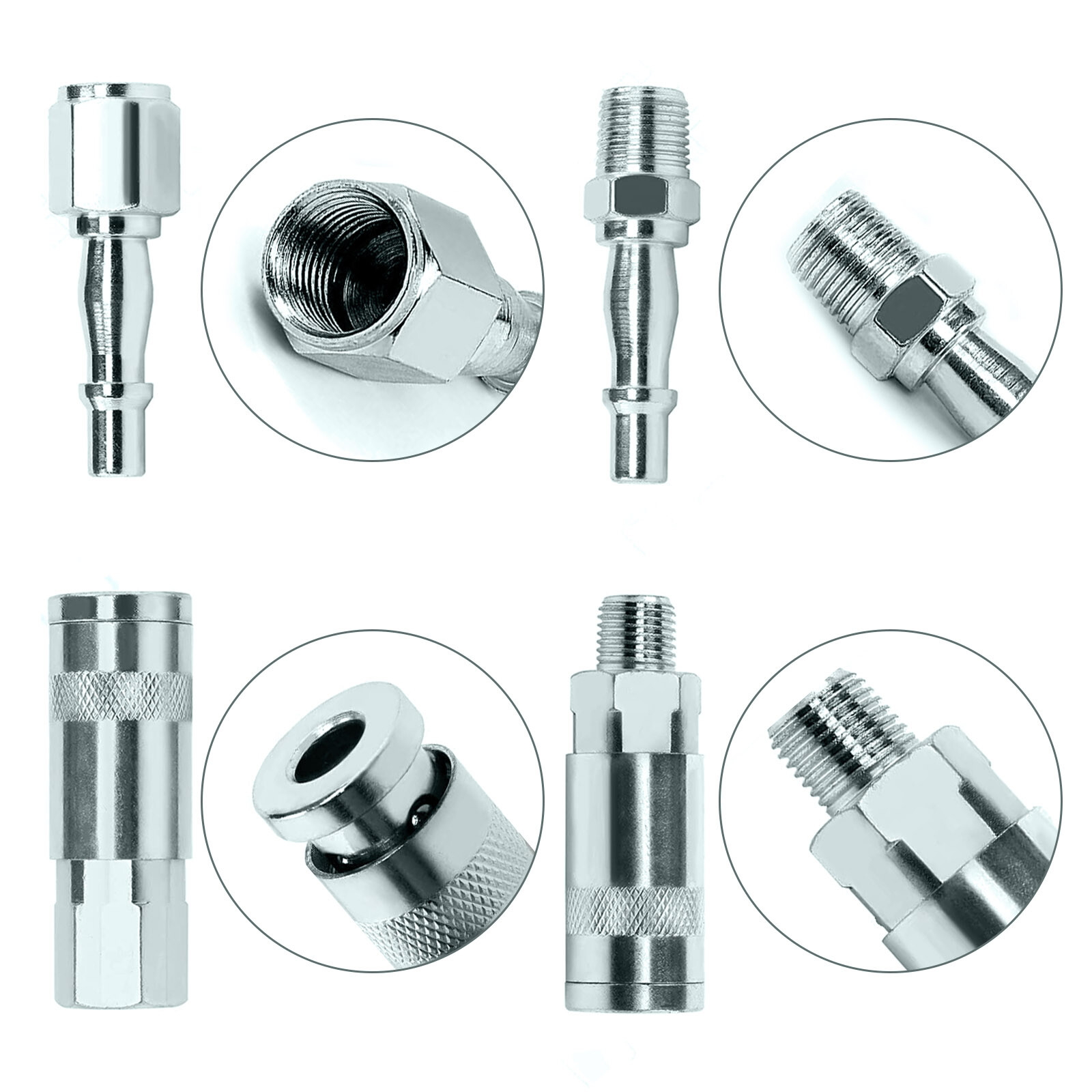 12PC Male/Female Quick Release Air Line Hose Coupling Fittings Bsp ...