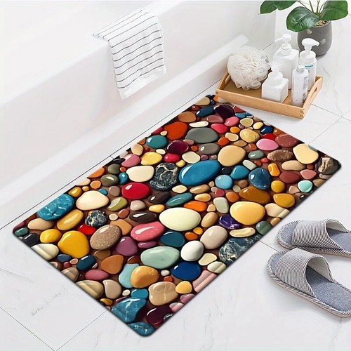Cobble Stone Print Mat Rug for Bath and Kitch Super Absorbent Quick Dry ...